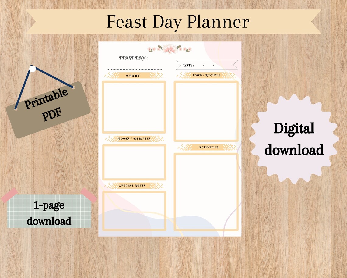 Printable Catholic Feast Day Planner/printable Sheet/liturgical Year ...