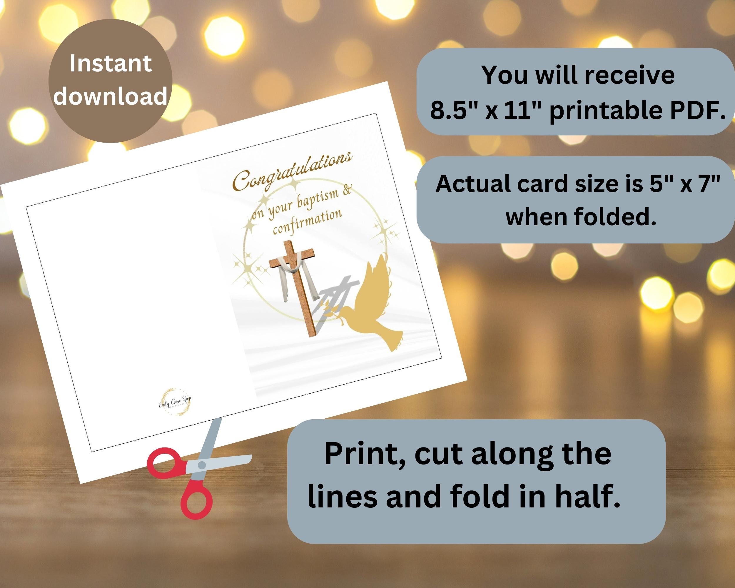 Printable Catholic Baptism and Confirmation Card (PDF) - Etsy