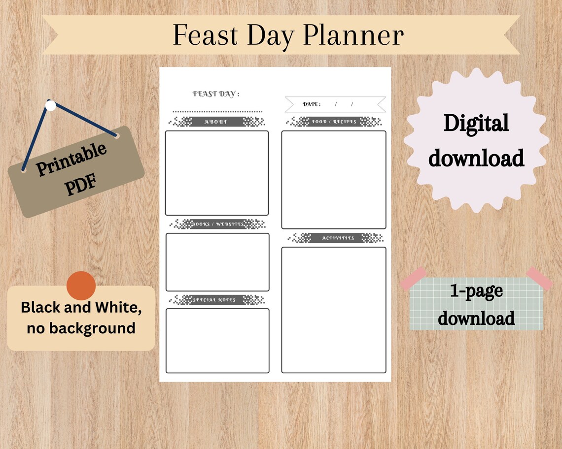 Printable Catholic Feast Day Planner / Black and White No Background ...