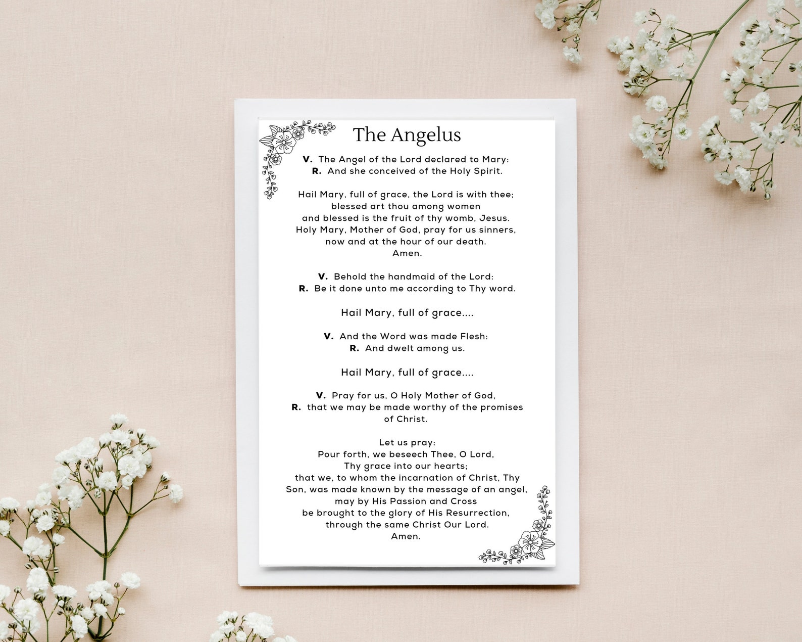 Prayer Cards/printable Prayer/catholic Prayer Card/angelus/ the Angelus ...