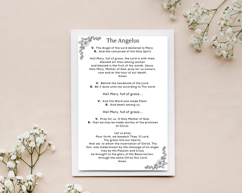 Prayer Cards/printable Prayer/catholic Prayer Card/angelus/ the Angelus ...