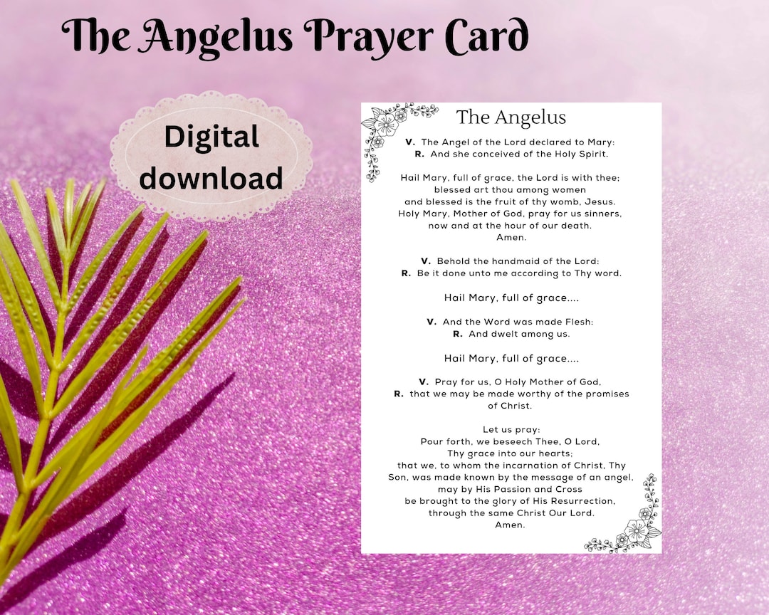 Prayer Cards/printable Prayer/catholic Prayer Card/angelus/ the Angelus ...