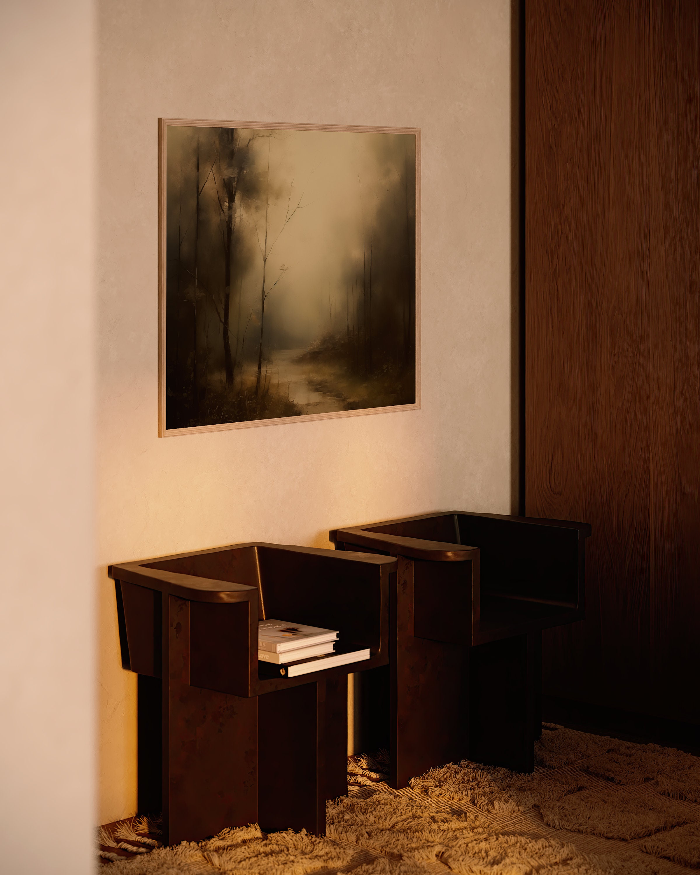 Misty Landscape Oil Painting Moody Foggy Forest Painting Antique ...