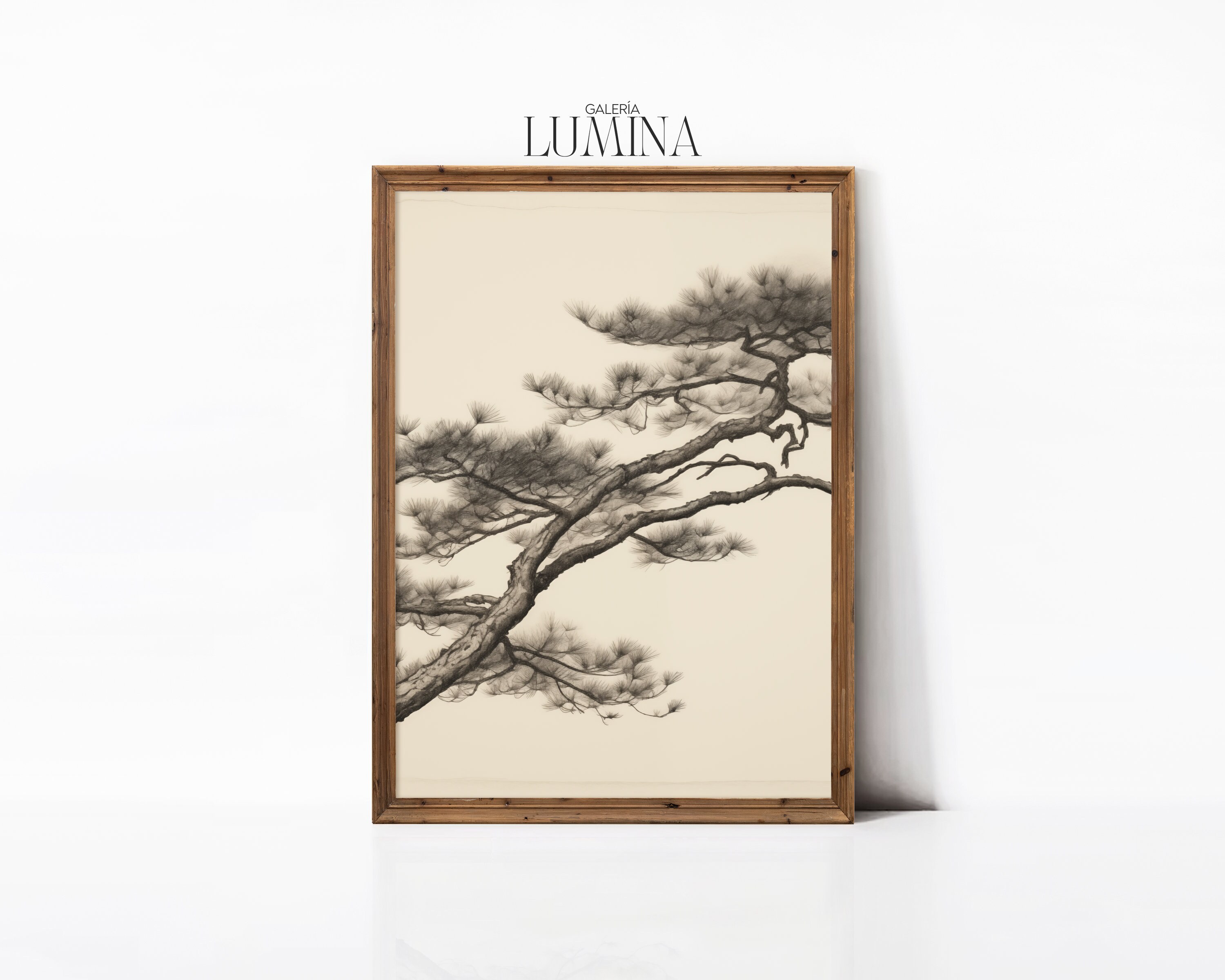 Japanese Black Pine Tree Ink Drawing Pine Tree Branch Print Maple Tree ...