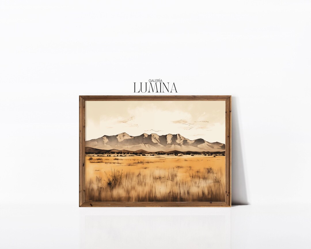 Vintage Utah Mountains Ink Drawing Rustic Mountain Landscape Art Print ...