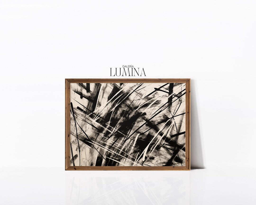 Black and White Abstract Painting Monochrome Modern Expressionist Wall ...