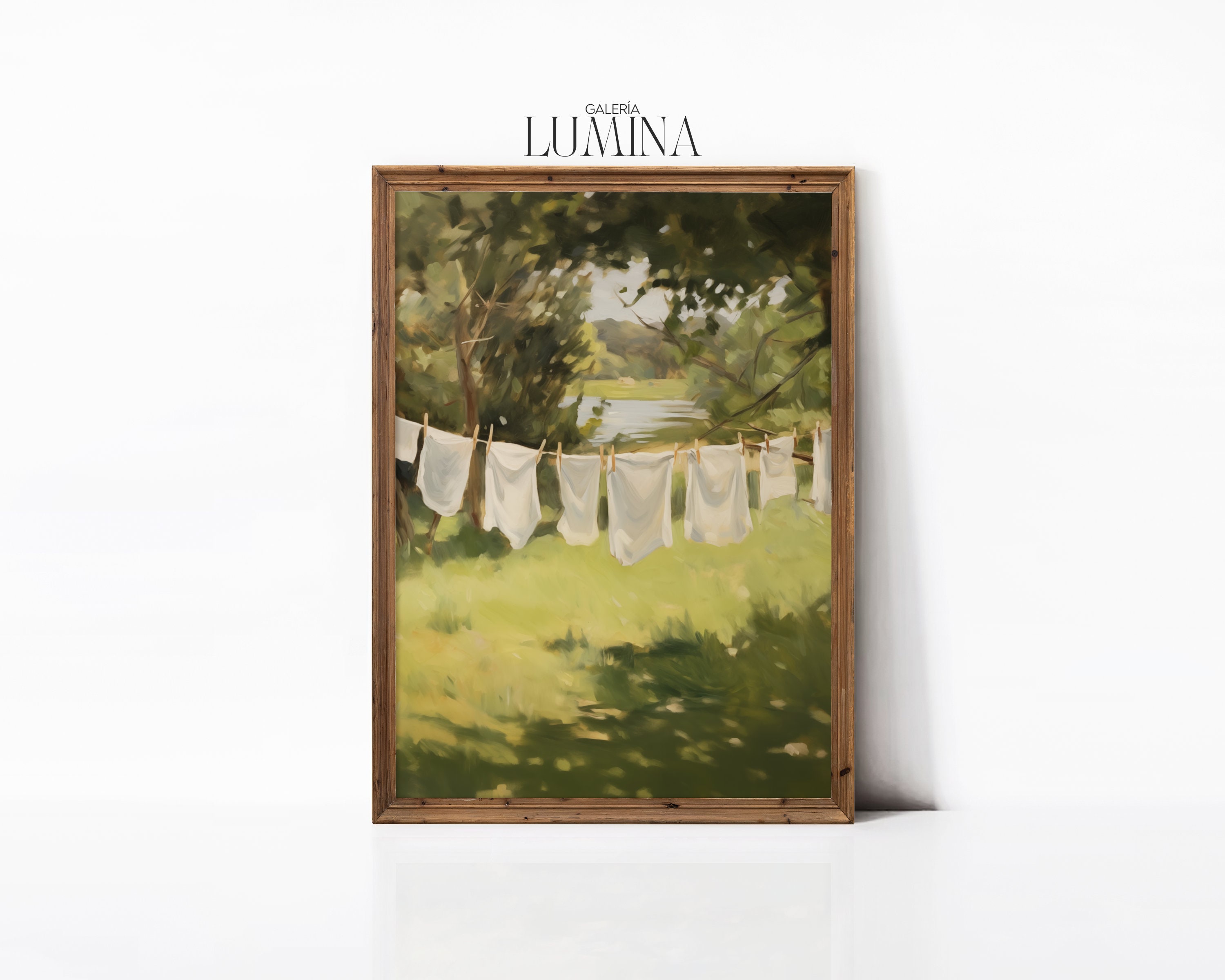 Hanging the Laundry Painting Laundry Room Wall Art Vintage Clothesline ...