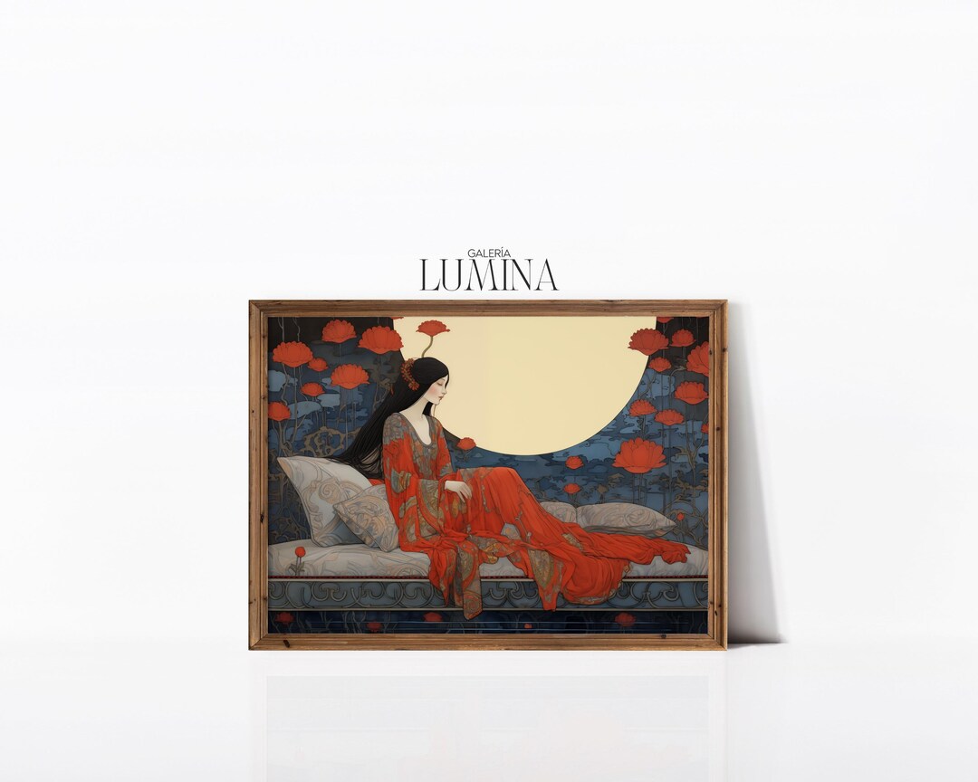 Bejeweled Queen Relaxing on Royal Barge at Dusk Pen and Ink Drawing ...