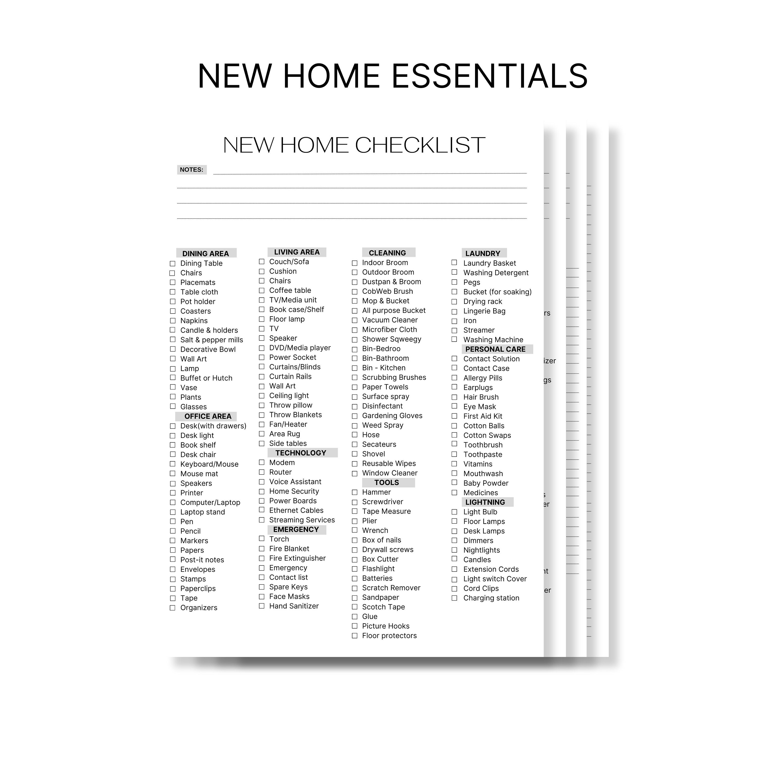 Ultimate New Home Essentials Checklist: Furnish Your New House - Etsy