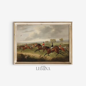 Antique Fox Hunt Equestrian Painting Victorian Hunting Landscape ...