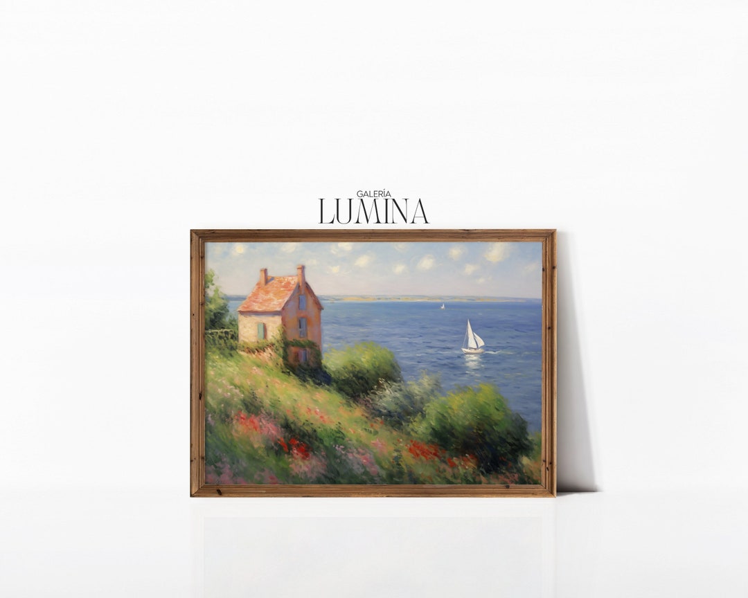 House on the Hill Impressionist Painting Claude Monet Style Pastoral ...