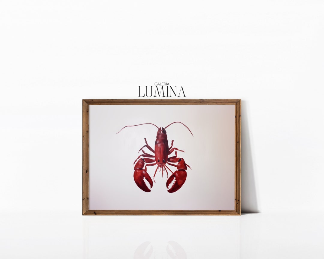 Red Lobster Acrylic Painting Minimalist Maroon Lobster Oil Painting ...