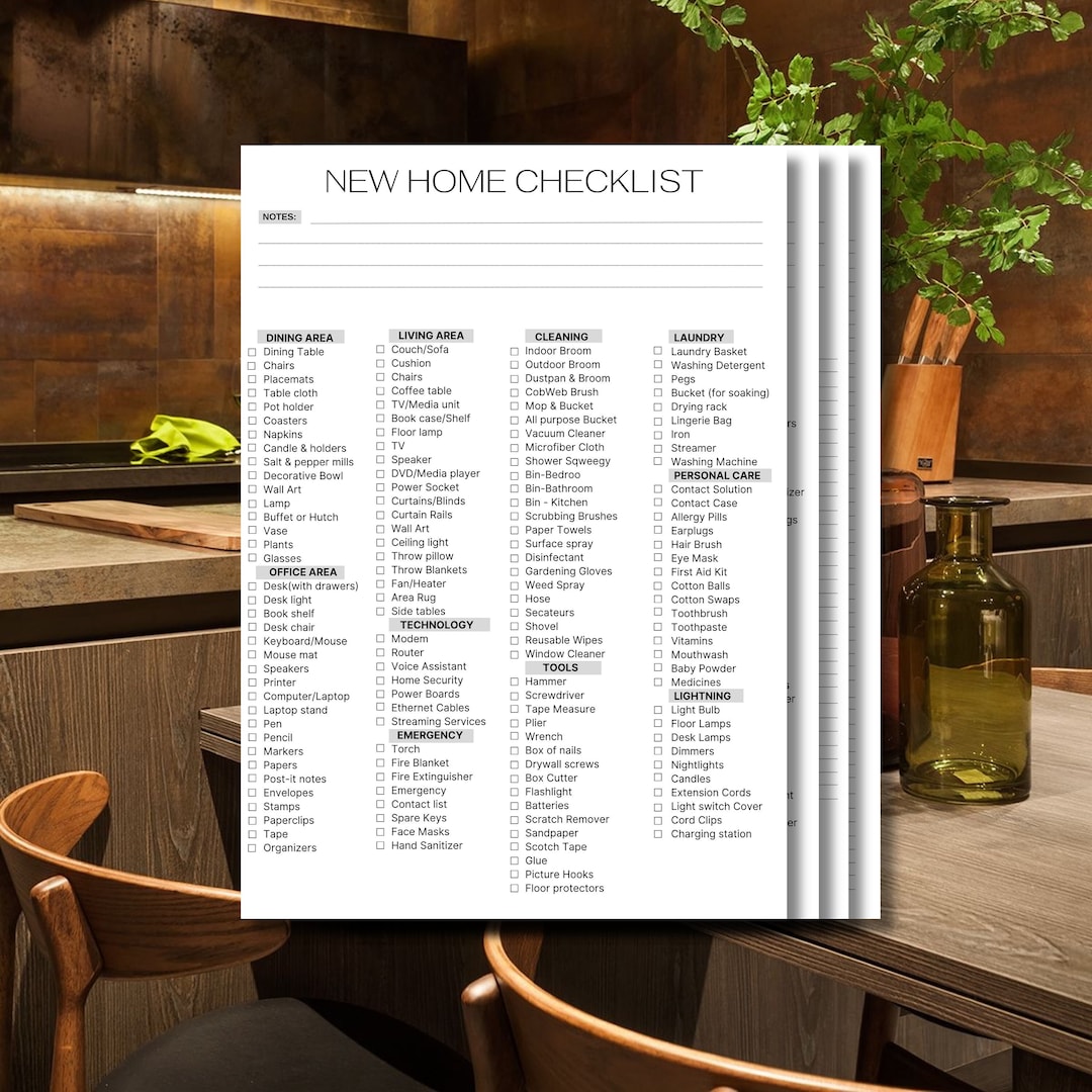 Ultimate New Home Essentials Checklist: Furnish Your New House - Etsy