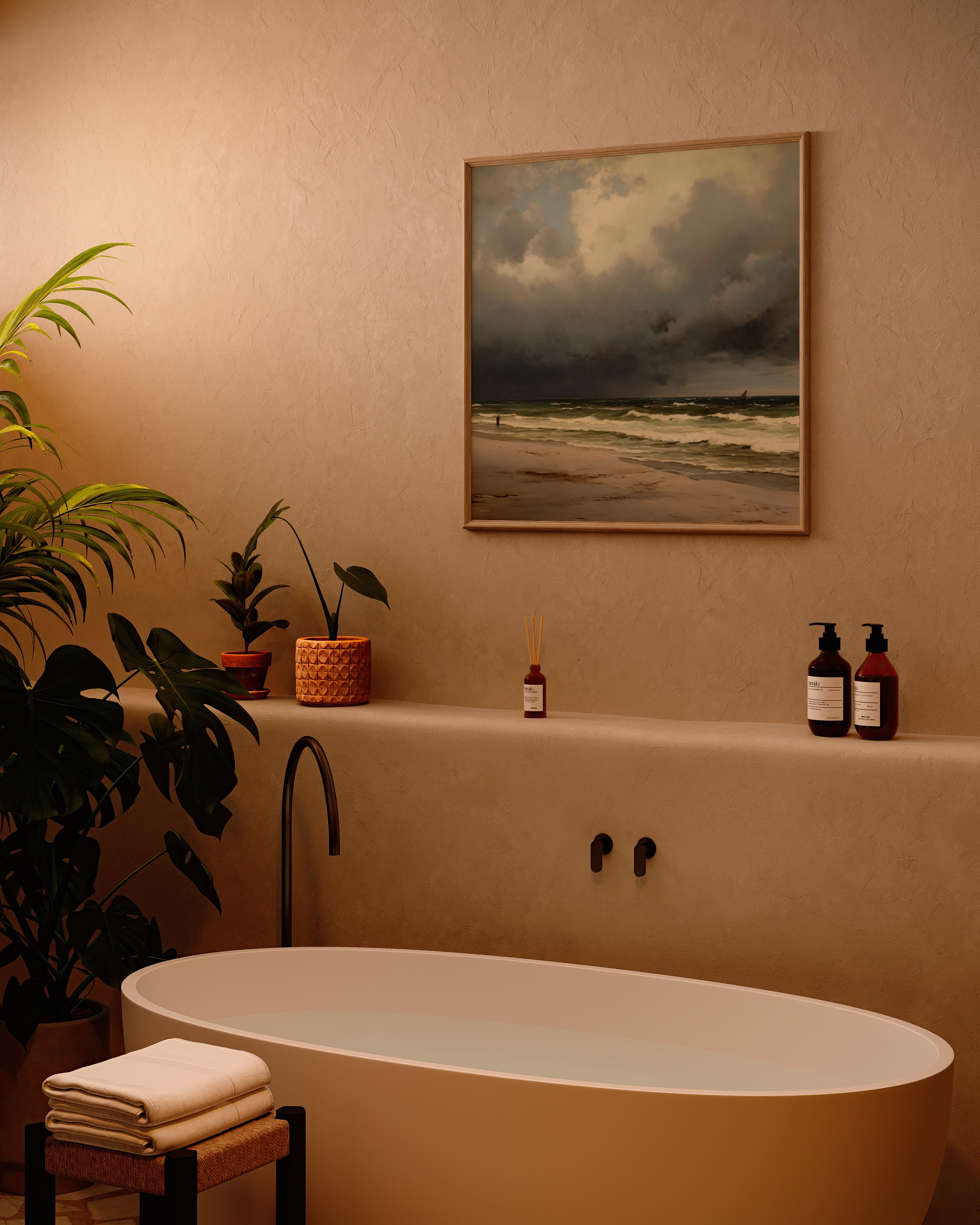 Ocean Beach Oil Painting Long Island Painting Vintage Seascape Painting ...