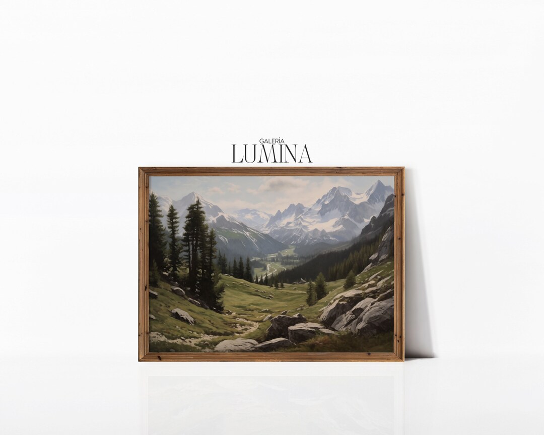 The Alps Oil Painting Mountain Landscape Painting Alpine Artwork Nature ...