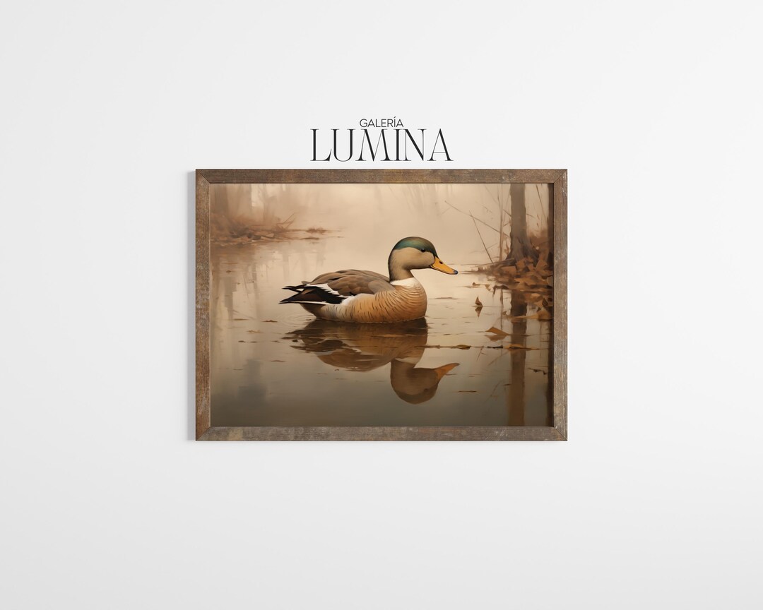 Vintage Mallard Duck Painting Rustic Duck Wall Art Nature Wildlife ...