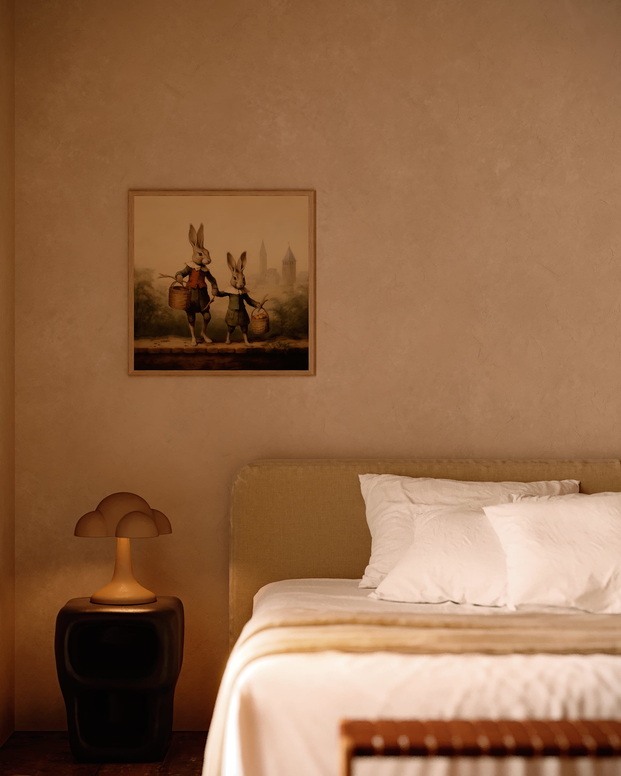 Rustic Rabbit Painting Vintage Bunny Print Country Animal Wall Art ...