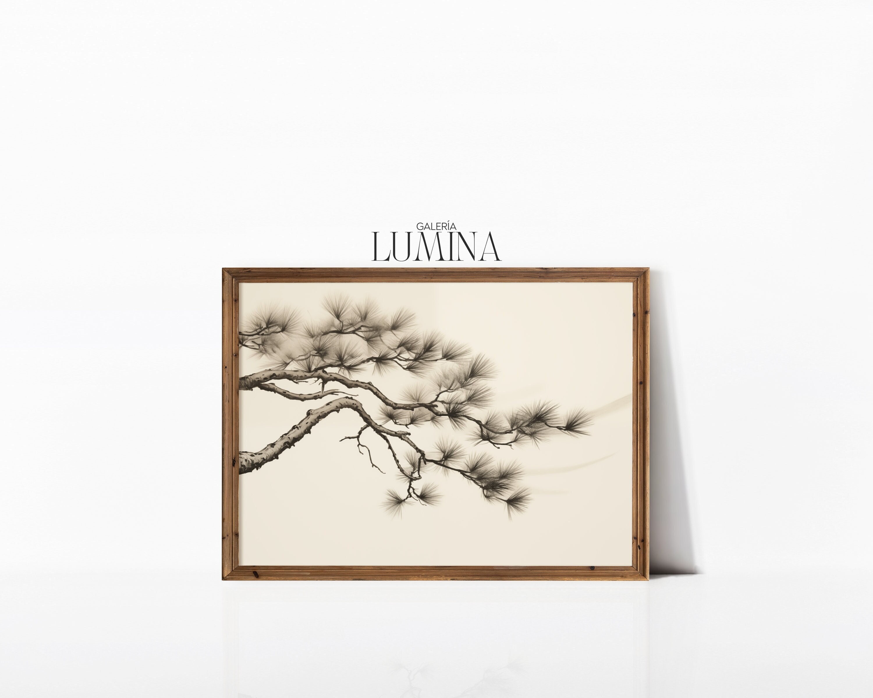 Japanese Black Pine Tree Ink Drawing Pine Tree Branch Print Maple Tree ...