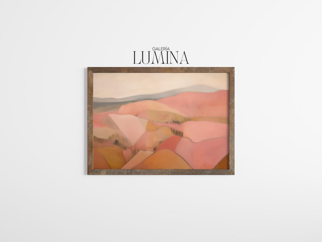 Abstract Pink Landscape Oil Painting Minimalist Pastel Landscape Print ...