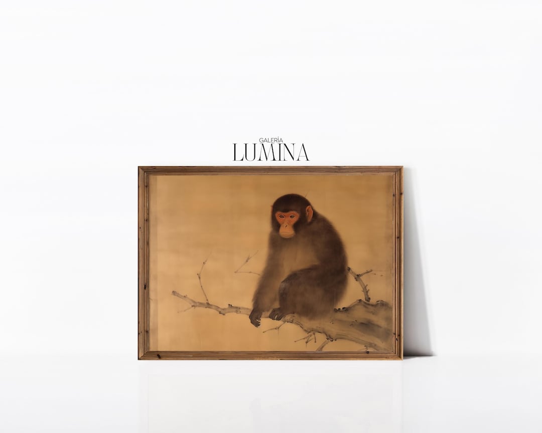 Monkey Japanese Medieval Painting Vintage Monkey Painting Antique Wild ...