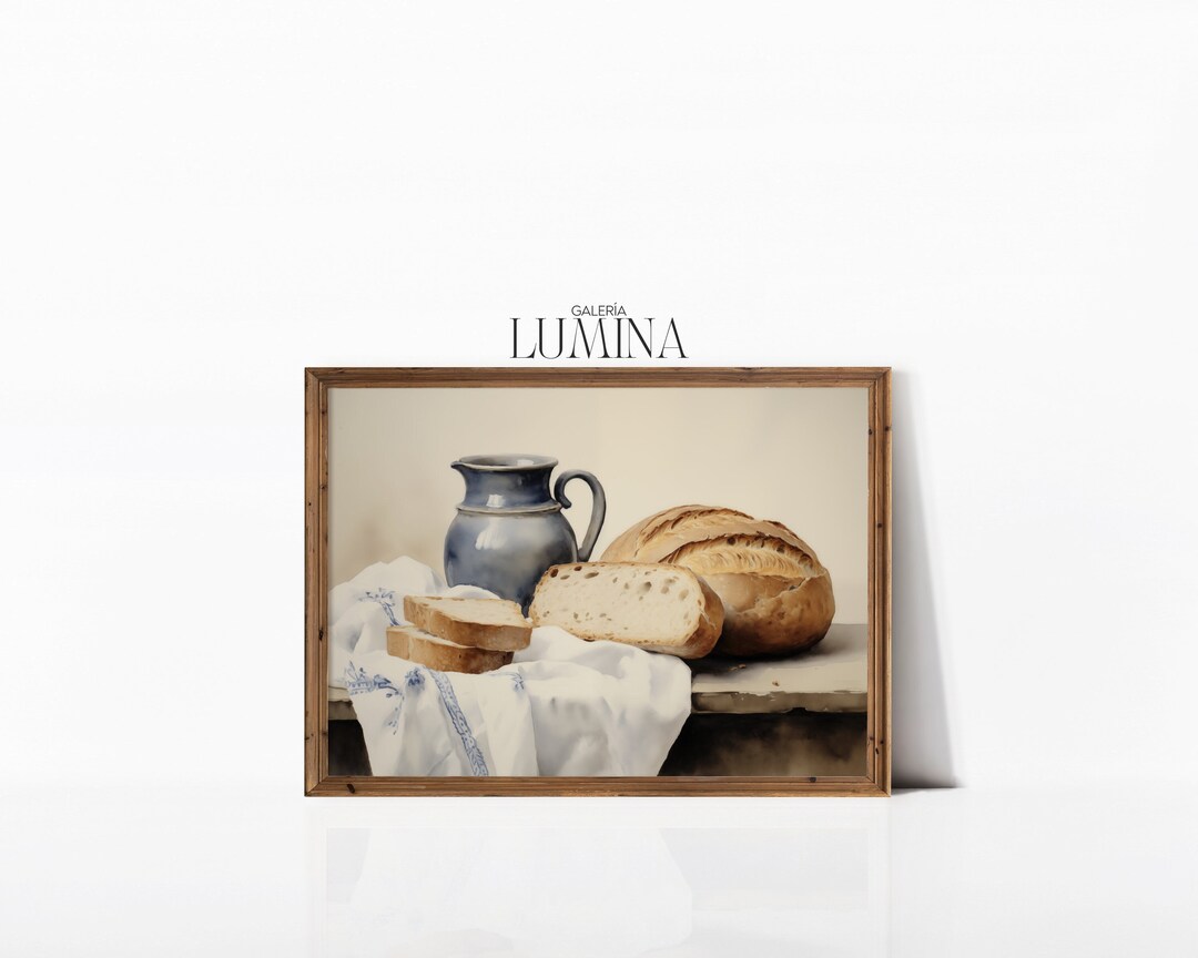 Sourdough Bread Still Life Painting Country Kitchen Wall Art Bread ...