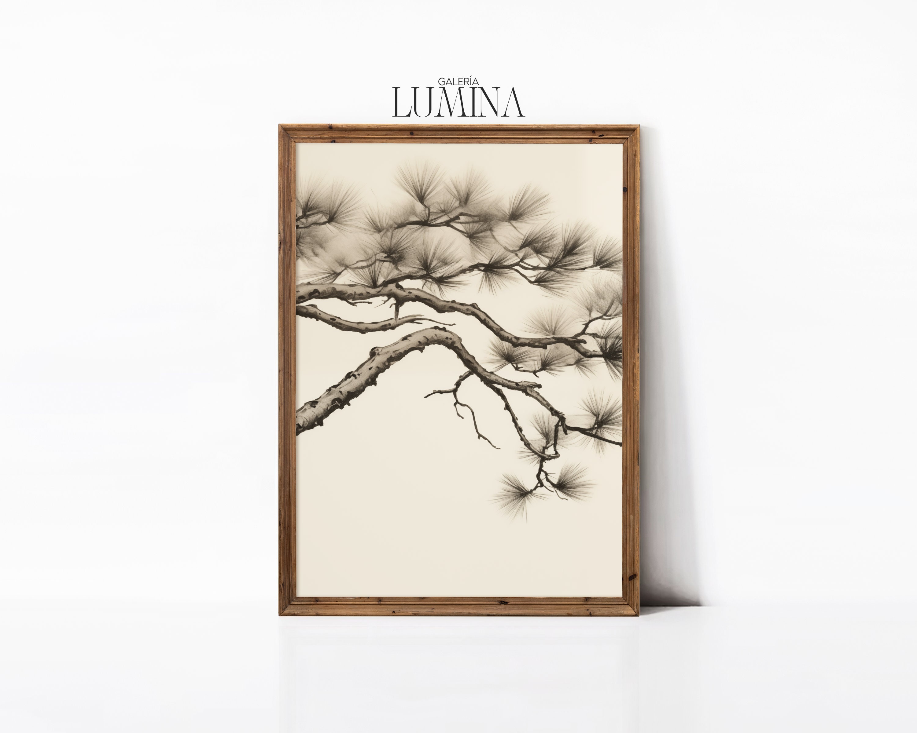 Japanese Black Pine Tree Ink Drawing Pine Tree Branch Print Maple Tree ...