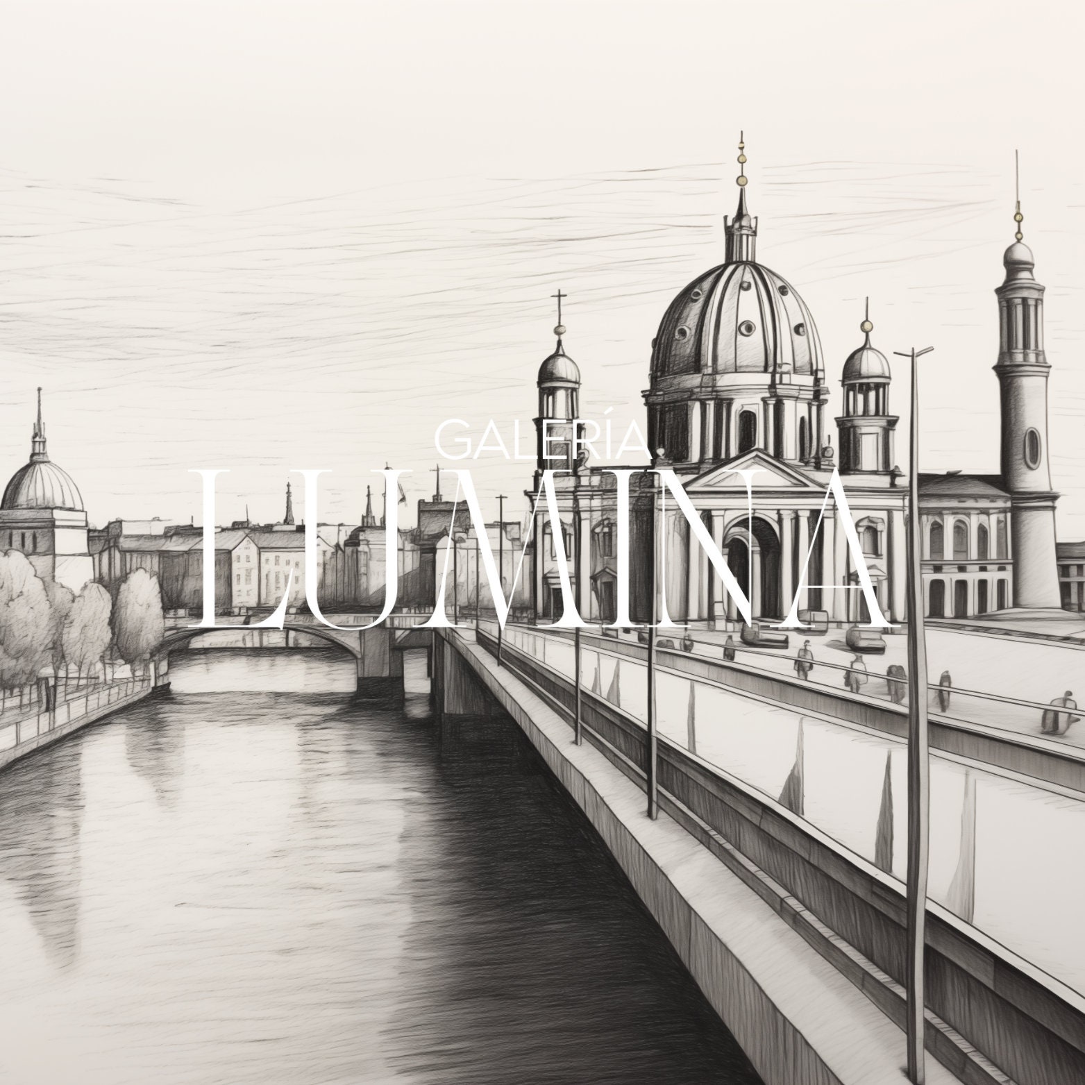 Berlin Pencil Drawing Berlin Cathedral Original Pen Sketch Cityscape ...