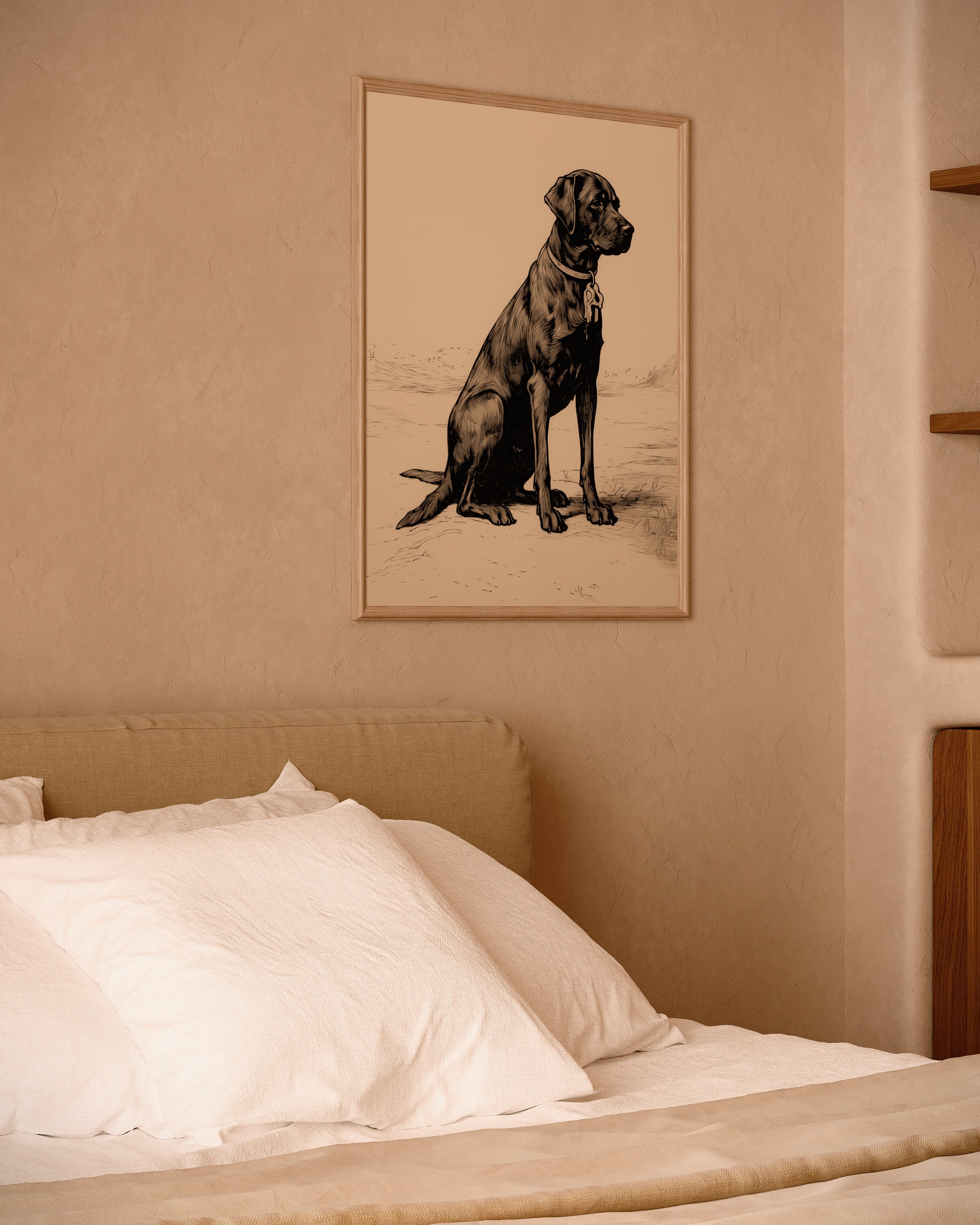 Black Dog Ink Drawing Black Labrador Print Vintage Dog Painting Antique ...