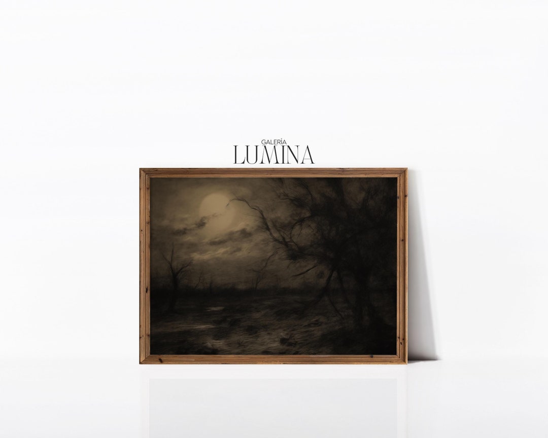 Dark Landscape Charcoal Drawing Vintage Moody Abstract Landscape ...