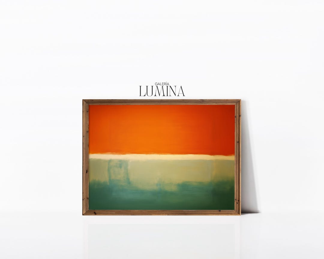 Orange and Green Color Field Abstract Painting Modern Minimalist Color ...