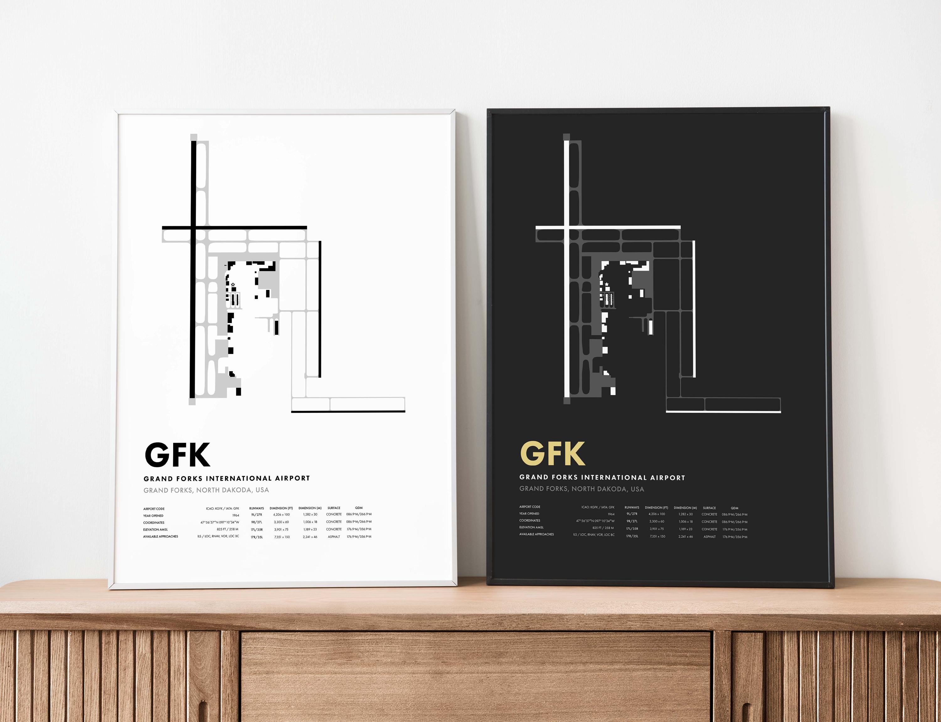GFK Grand Forks International Airport Map Art Digital Poster - Etsy