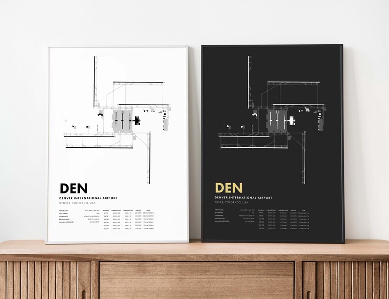 DEN Denver International Airport Map Art Digital Poster - Etsy