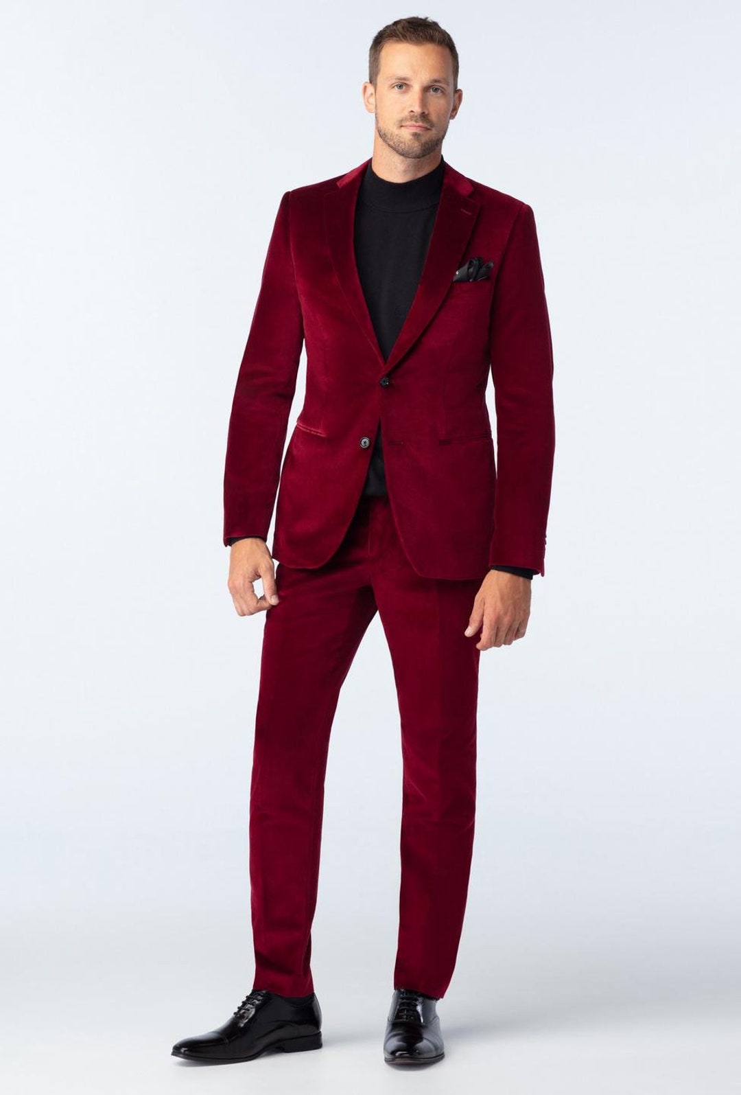 Men Red Two Pieces Velvet Blazer Suit,stylish Velvet Blazer,wedding ...