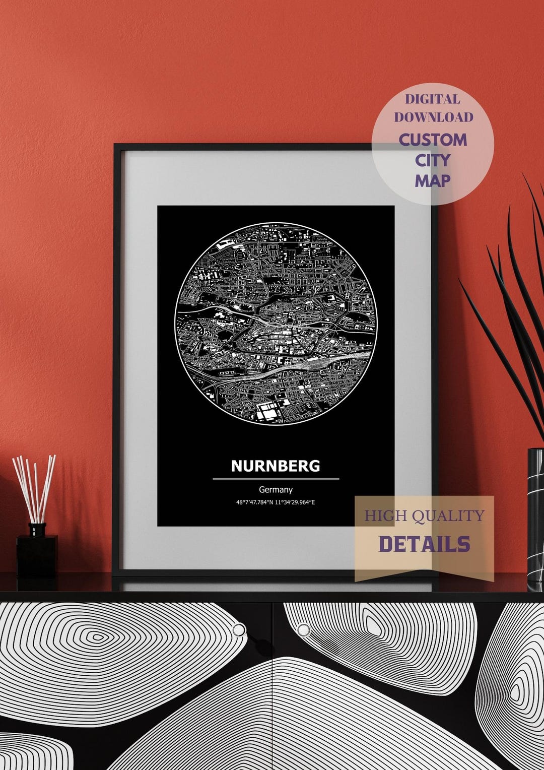 Nurnberg Map Print, Nurnberg Germany City Map, Custom Locations City ...