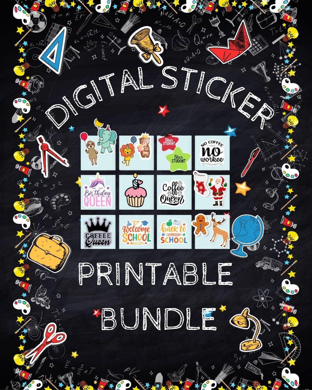 Mega Package Sticker Designs Bundle, Digital Sticker Pack, Stickers ...