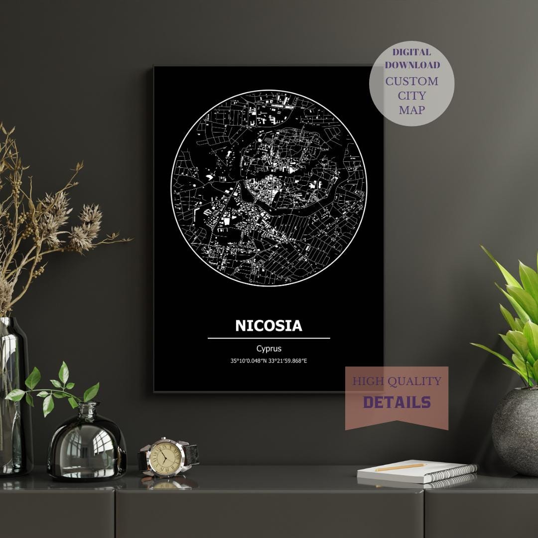 Nicosia Map Print, Nicosia Cyprus City Map Poster, City Map ...