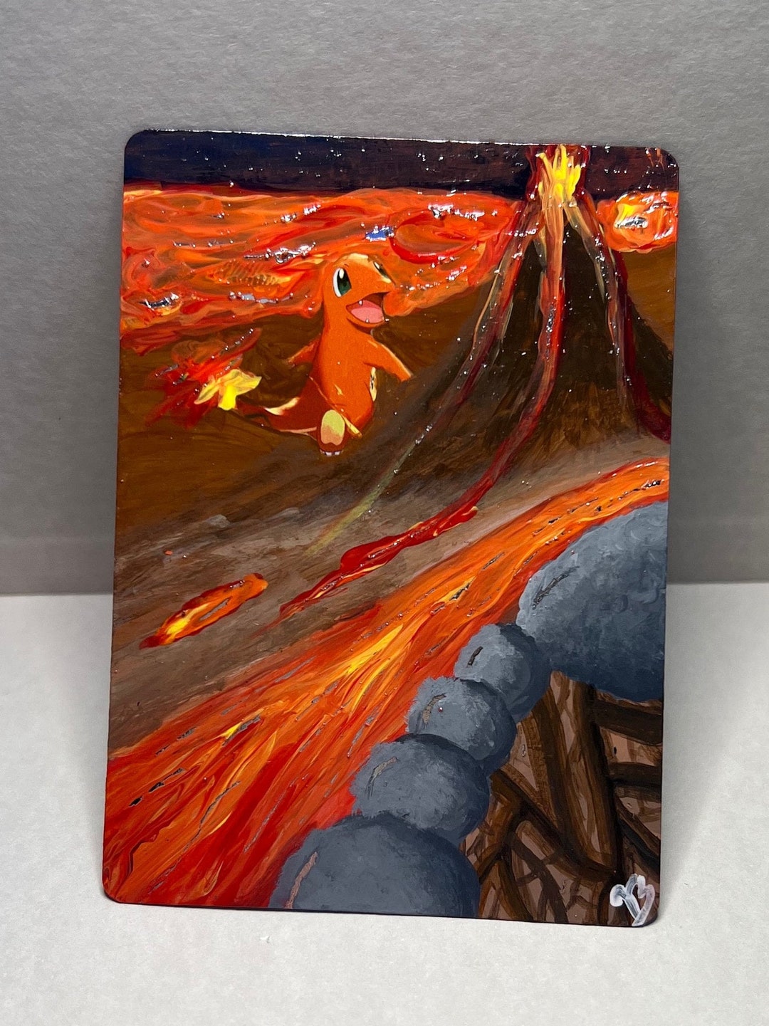 One of a Kind Charmander Pokémon Card Custom Hand Painted Cartoon Art ...