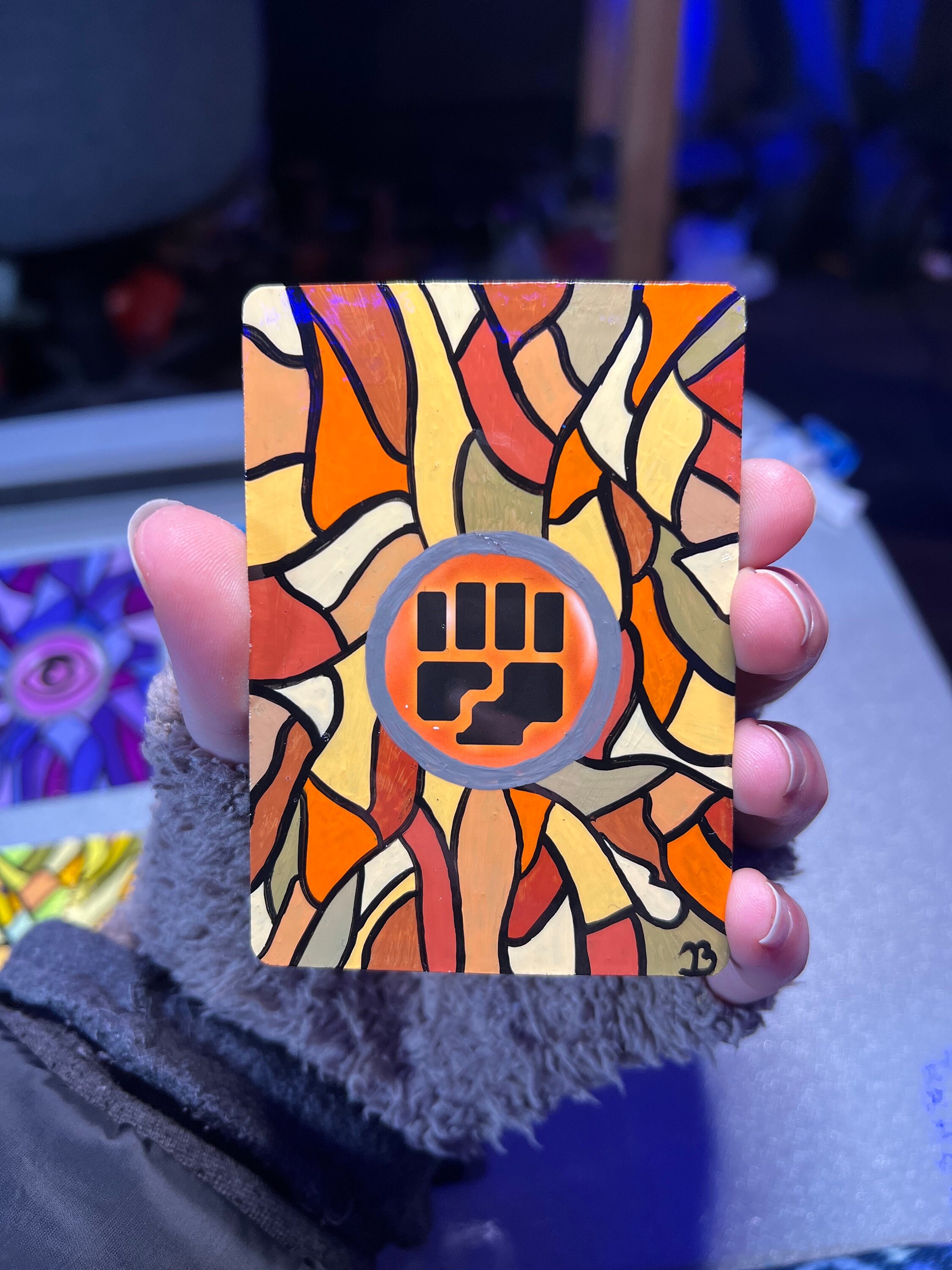 Stained Glass Fighting Type Energy Altered Pokémon Card, Hand Painted ...