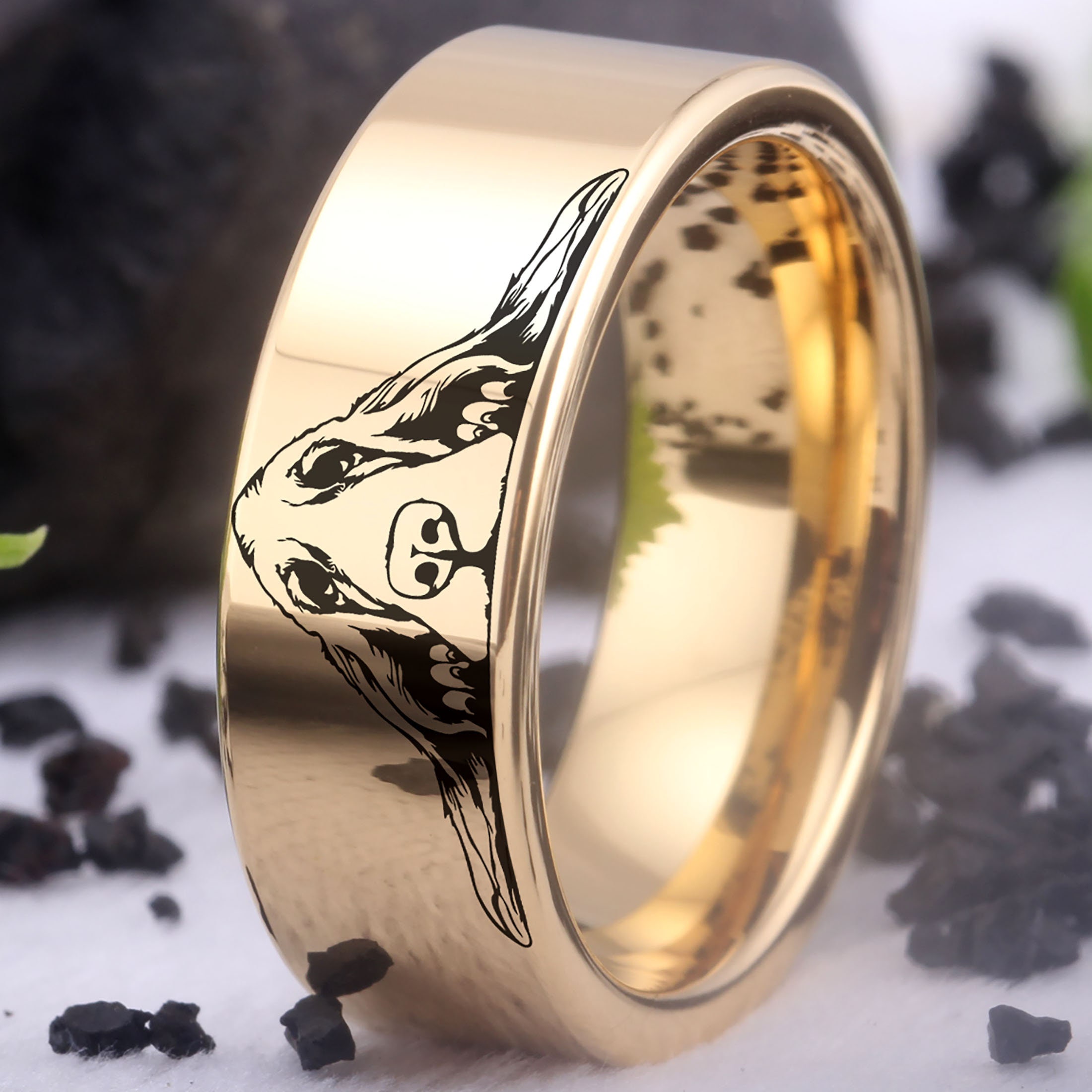 Custom Basset Hounds Dog Memorial Tungsten Ring, Personalized Basset ...