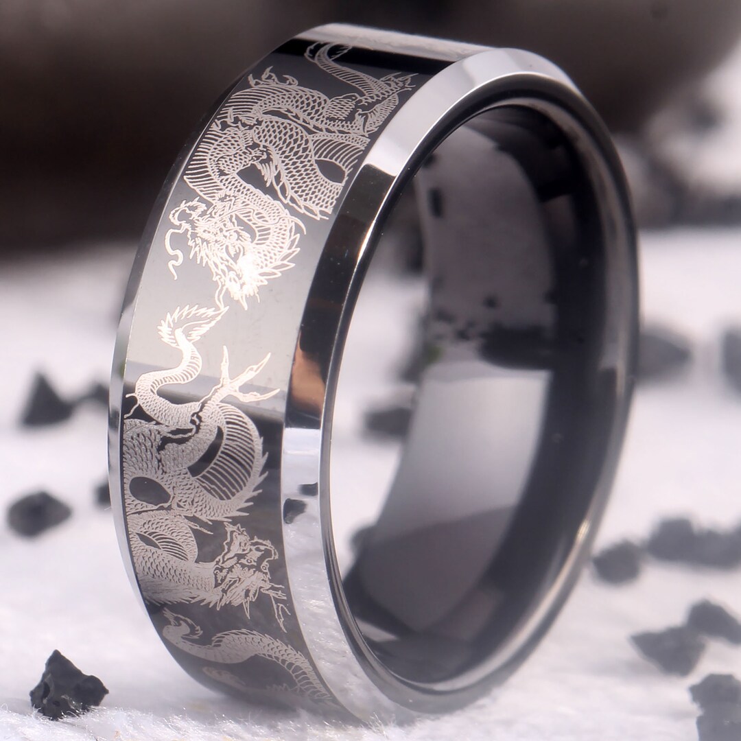 Engraved Dragon Wedding Band Ring,traditional Dragon Pattern Ring ...