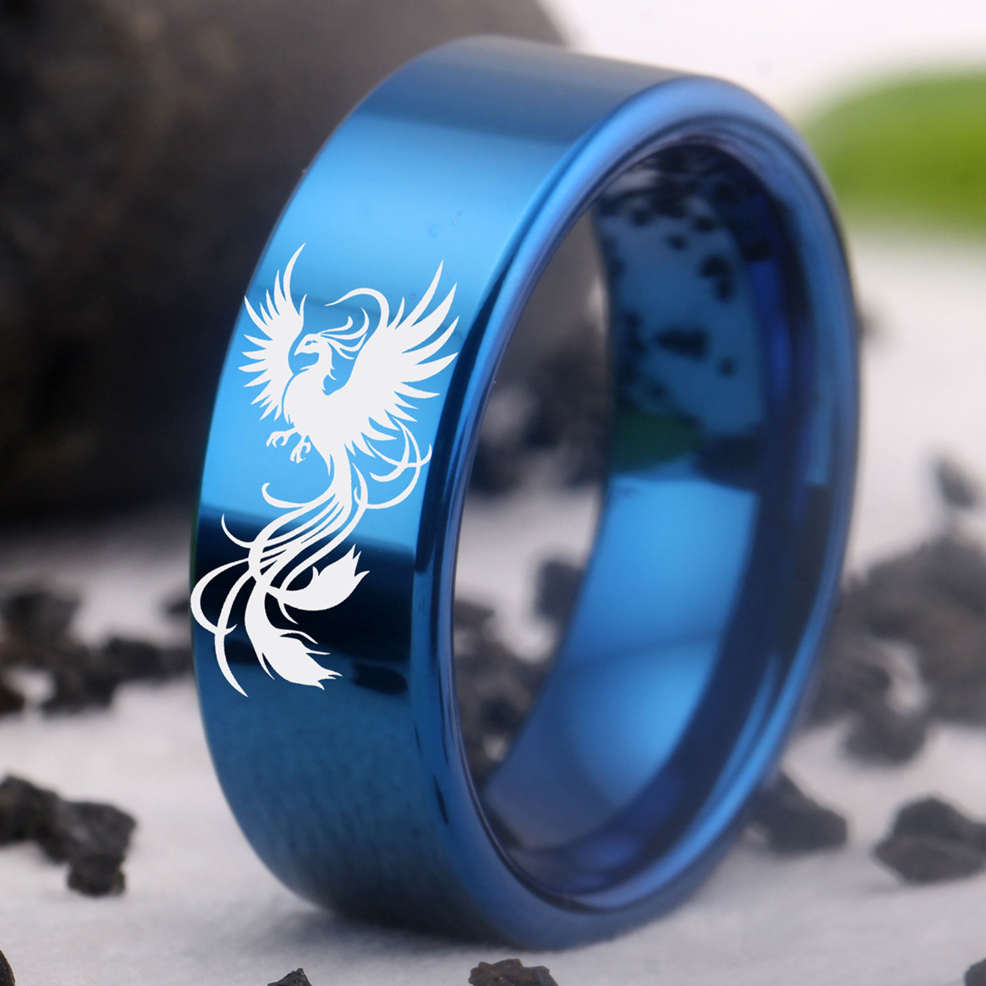 Engraved Phoenix Tungsten Carbide Wedding Band Ring,phoenix Ring ...