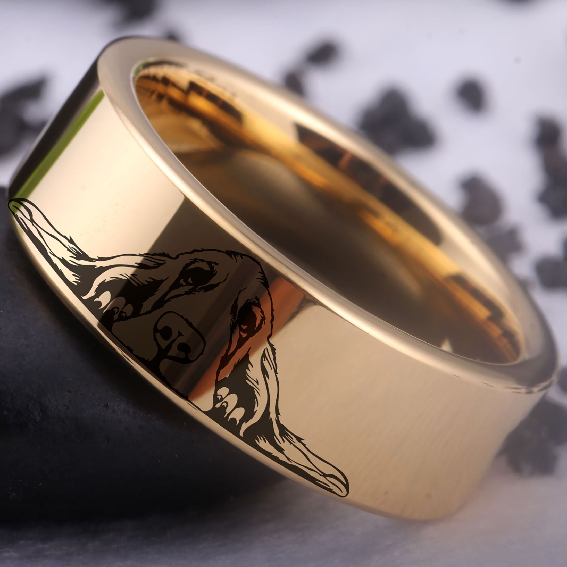 Custom Basset Hounds Dog Memorial Tungsten Ring, Personalized Basset ...