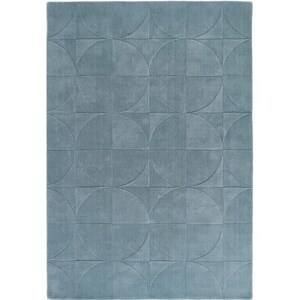 100% New Zealand Wool Art Deco Rug, Solid Blue Mid Century Rug Modern ...