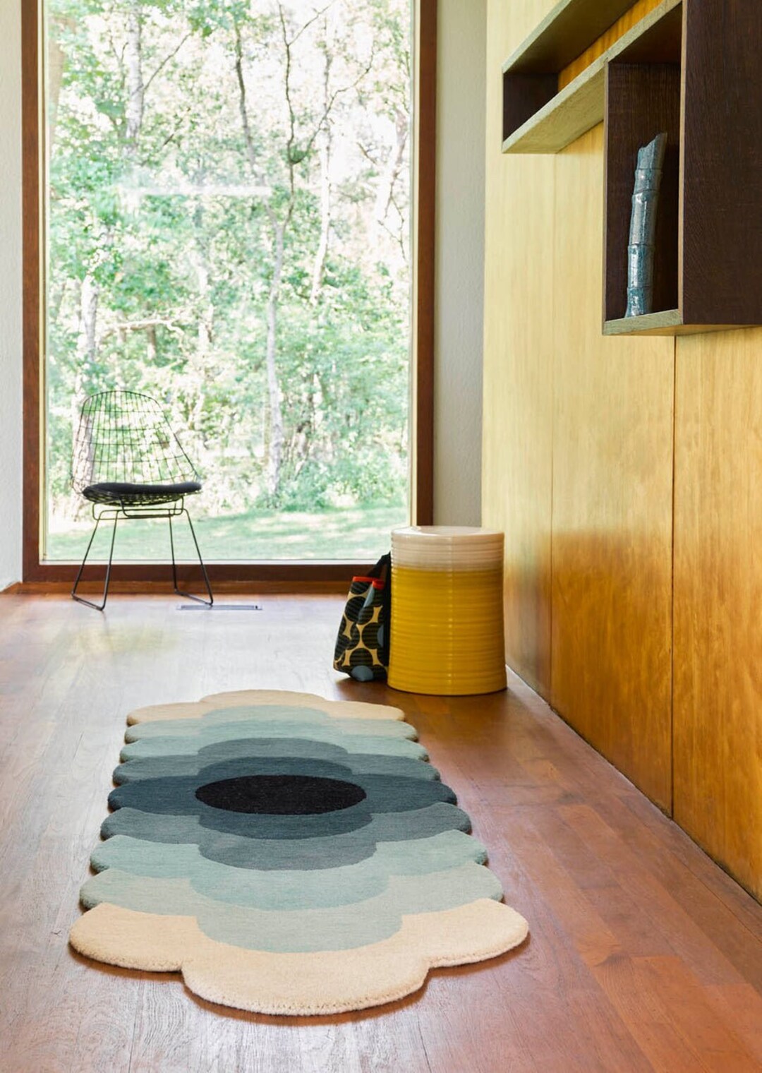 Orla Kiely Runner Rugs, 100% New Zealand Wool, Teal Mid Century Modern ...