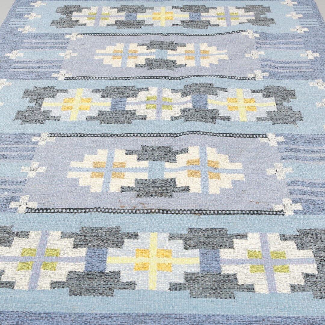 Handwoven New Zealand Wool Rug Blue Flatweave Rug Kilim Rug Powder Blue ...
