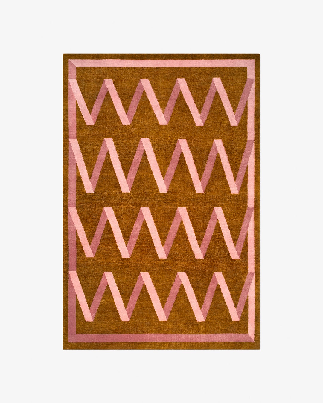 100% Pure New Zealand Wool Handmade Rug, Brown Pink Mid Century Rug ...