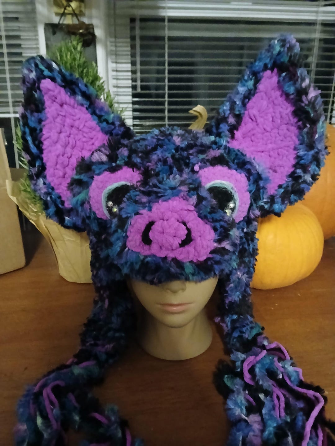 Going Batty Handmade Fur Crochet Bat Beanie With Ear Flaps, Unique Gift ...