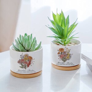 Grandpa's Garden Birth Flower Bouquet Plant Pot, Custom Family Flower ...