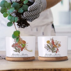 Grandpa's Garden Birth Flower Bouquet Plant Pot, Custom Family Flower ...