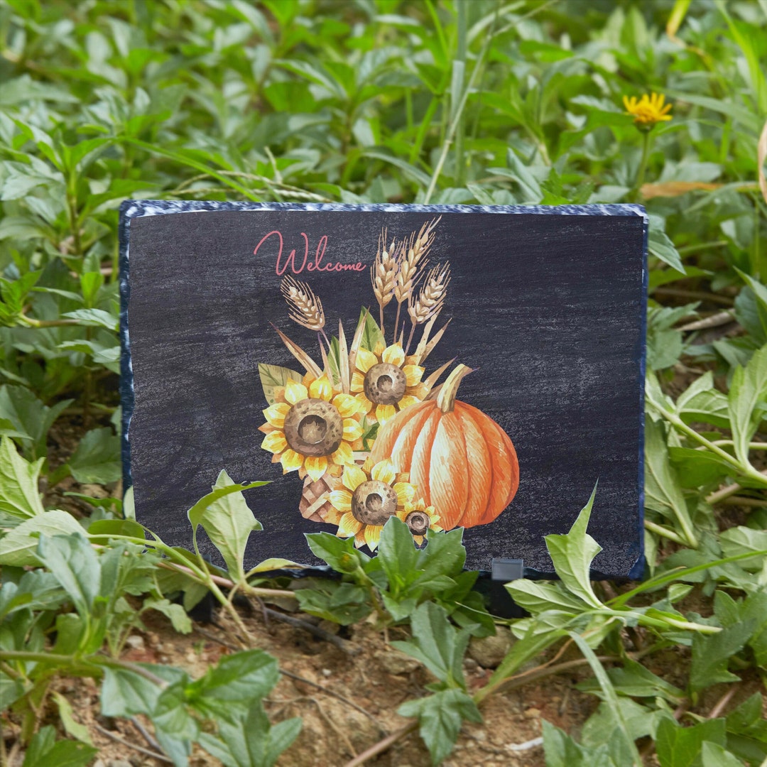 Welcome Fall Pumpkin Slate Sign Fall Sign Hand Painted - Etsy